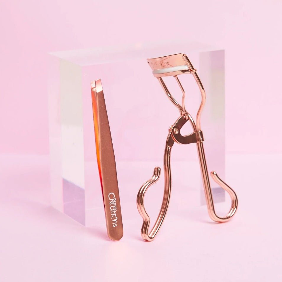 Beauty Creations Rose Gold Eyelash Curler and Tweezer Set | Glamour Us